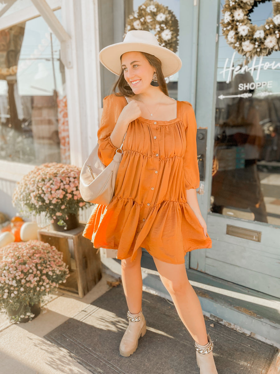 Forever Fall Satin Babydoll Dress – Henhouse Shoppe