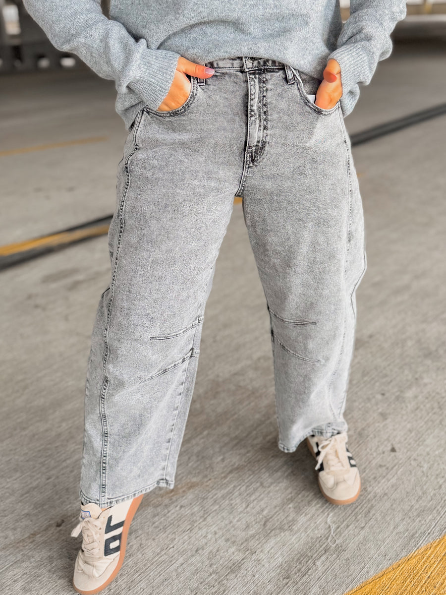 Acid Gray Barrel Jeans – Henhouse Shoppe