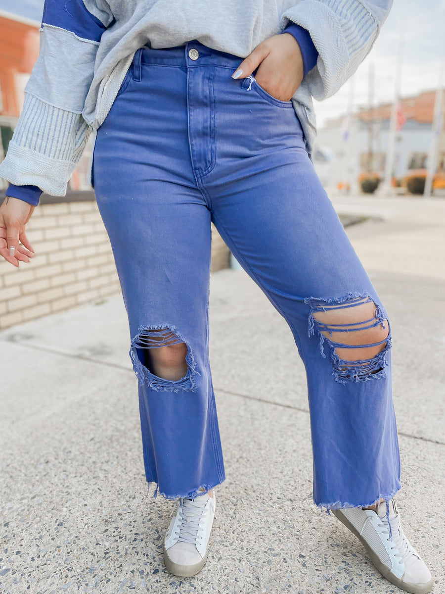 90's Baby Blue Vintage Crop Flares – Henhouse Shoppe